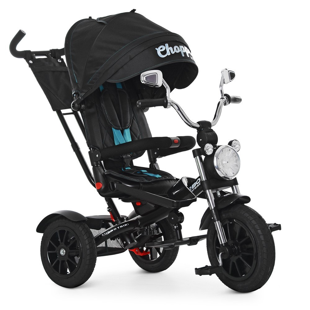 Триколісний велосипед Turbotrike M 4056HA-20-6 Чорний з синіми ременями ...