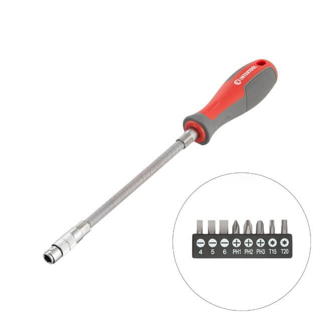 Отвертка с гибким удлинителем и комплектом насадок 9ед INTERTOOL VT-3342 – фото, отзывы ...