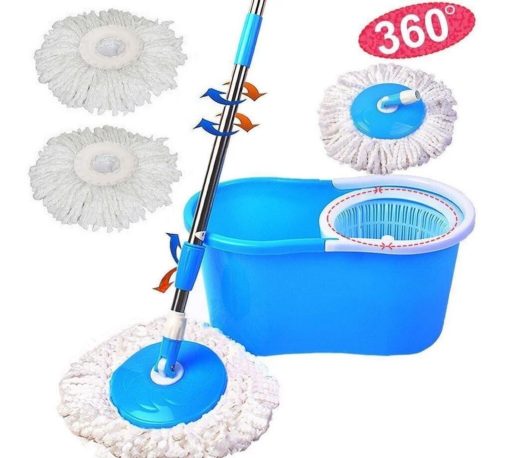 Швабра с отжимом и ведром с центрифугой для мытья пола Spin Mop ...