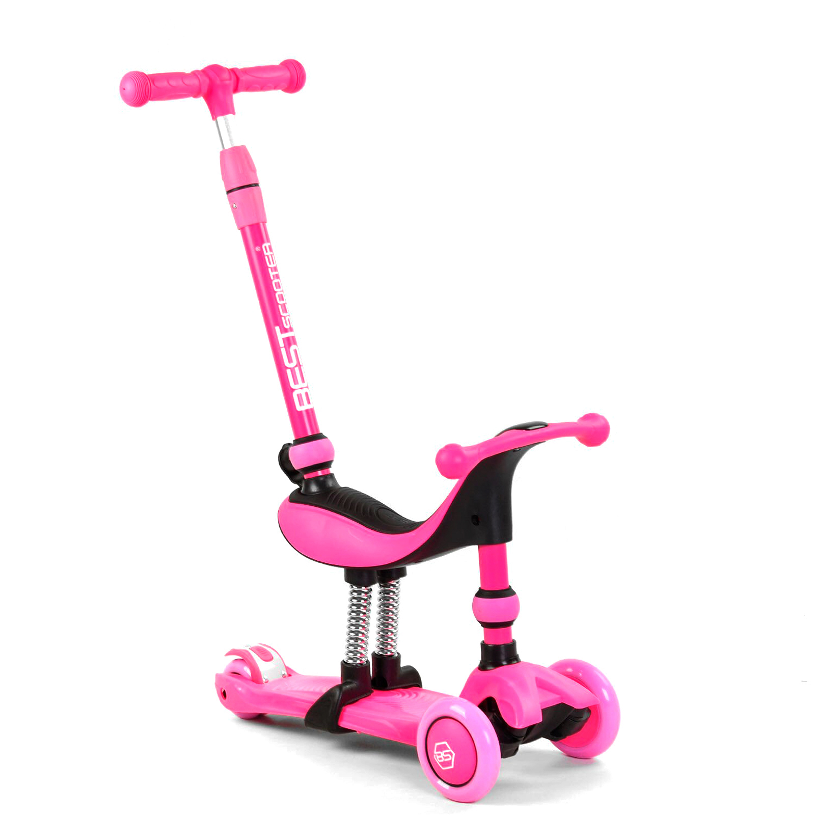 Самокат-беговел 3 в 1 Scooter со световым эффектом Розовый ...