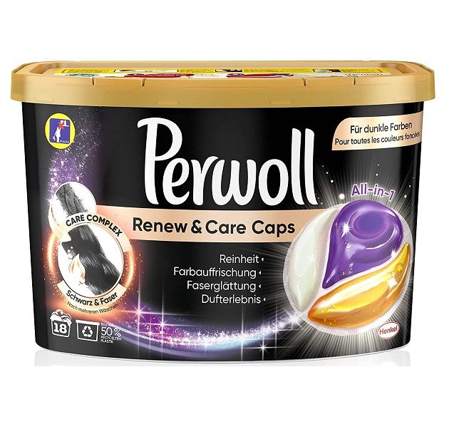 Капсулы для стирки черных и темных вещей Perwoll Renew & Care Box 18шт ...
