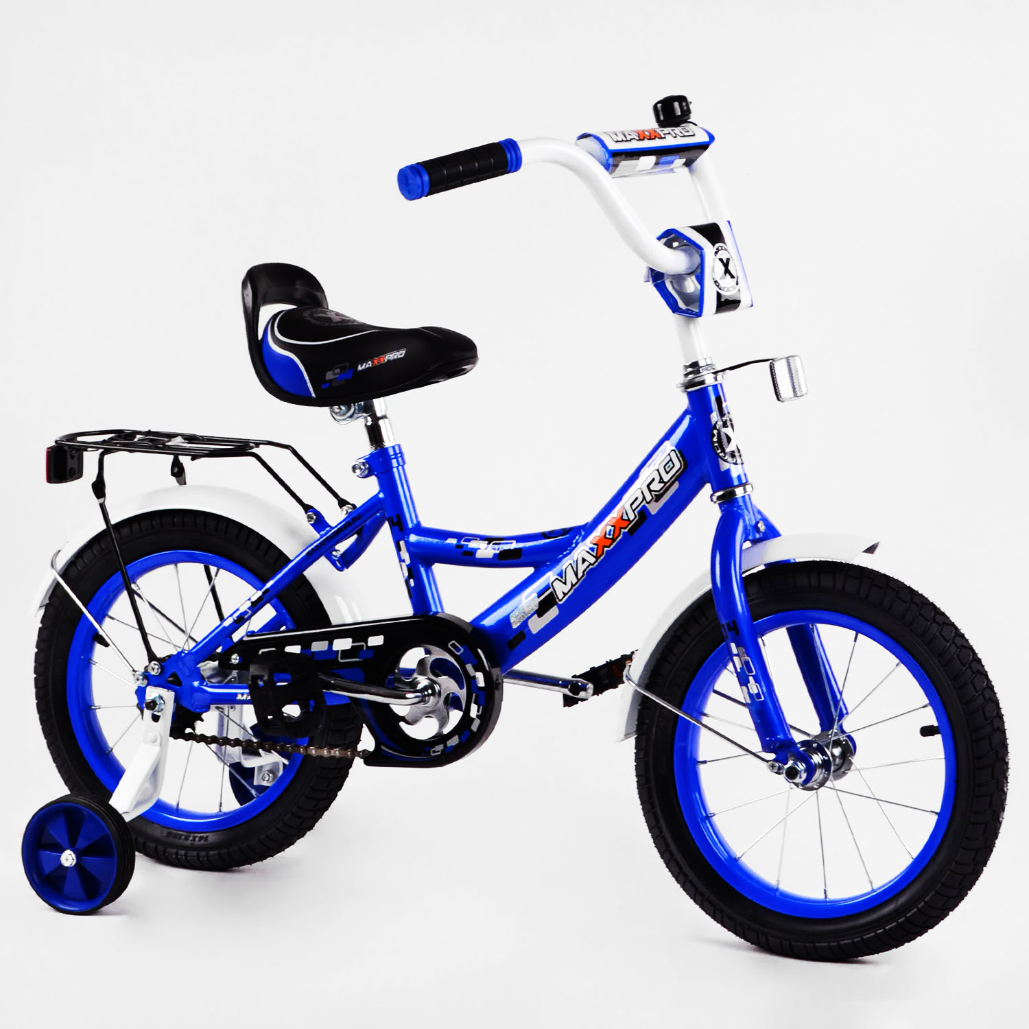 Дитячий велосипед 14" "MAXXPRO" дзвіночок, багажник. Dark blue (116179 ...