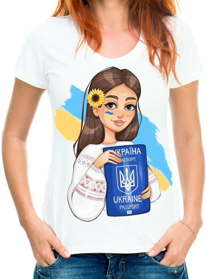 Футболка с принтом женская Паспорт Украины S Белая от продавца ...
