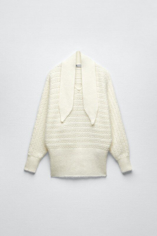 Джемпер Zara 6771 003 M Білий низькі ціни кредит оплата частинами в інтернет магазині