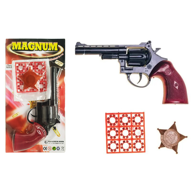 Игрушечный револьвер "Magnum" c пистонами 280GG с значком блистер ...