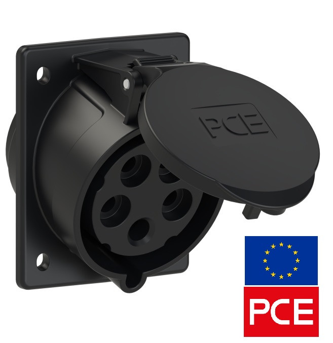Розетка встраиваемая PCE 425-6x IP44 3P+N+PE 32A 400V наклонная силова ...