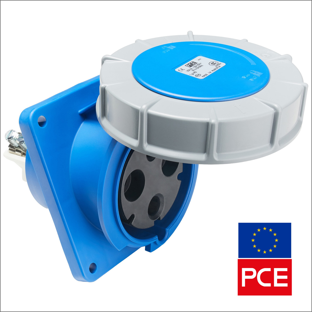 Розетка встраиваемая PCE 443-6 IP67 2P+PE 125A 230V наклонная POWER ...
