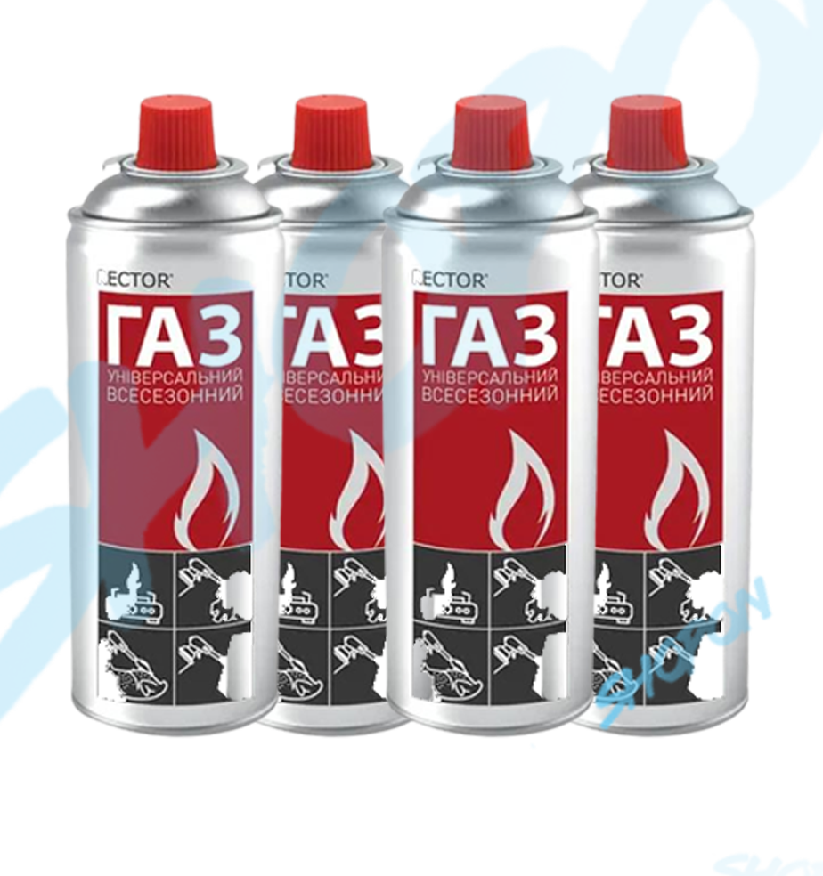 Газ у балоні, балон газовий цанговий всесезонний Rector 220 г - 4шт в ...