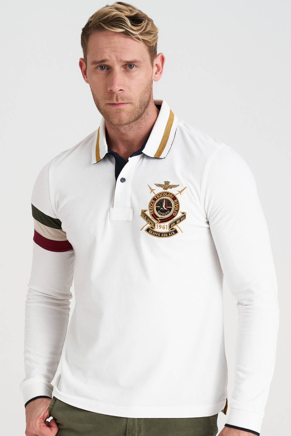 Світле поло з довгими рукавами Aeronautica Militare 5064 XL від ...
