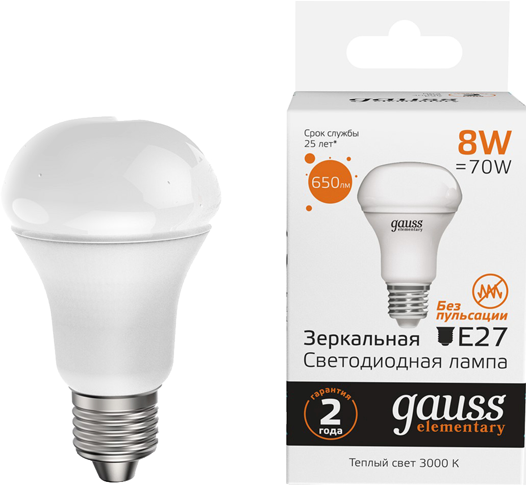 Лампа Gauss Elementary LED R63 8W 650Lm 3000K Е27 – низкие цены, кредит ...
