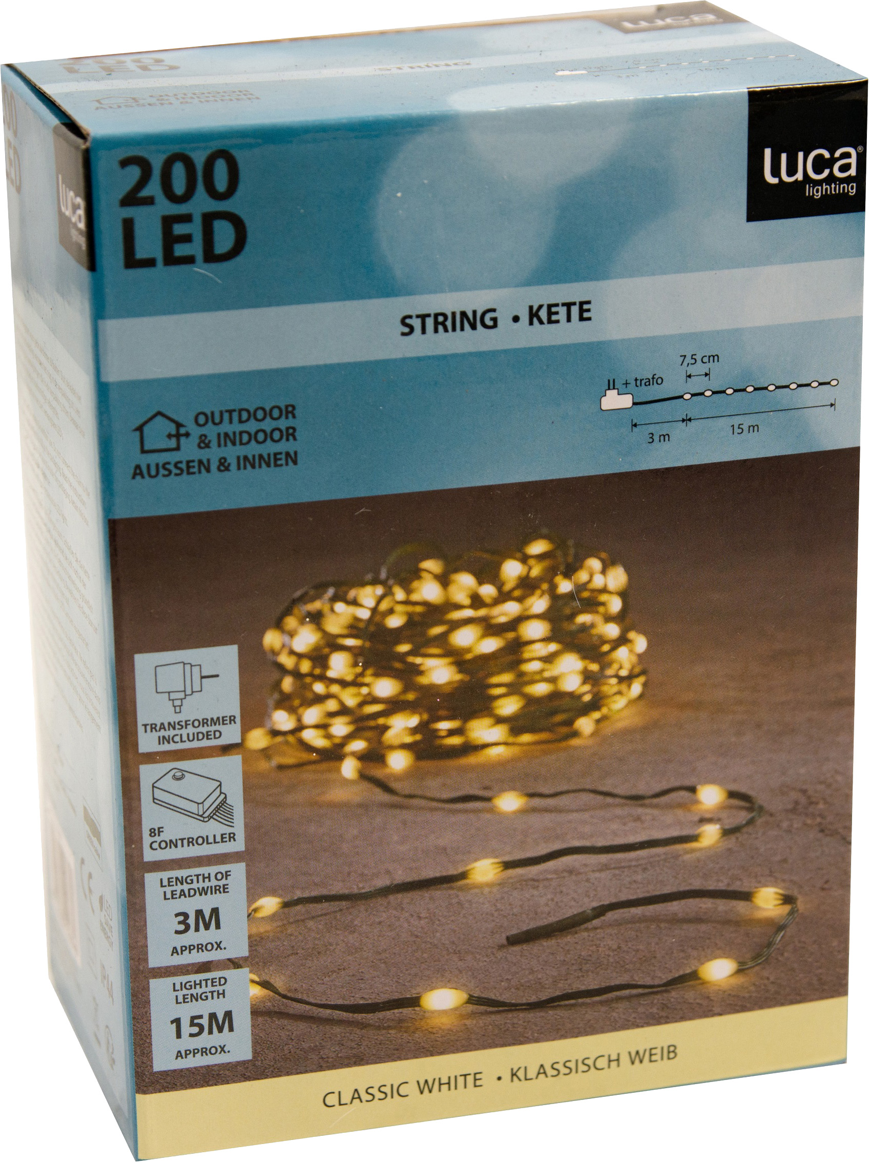 Светодиодная гирлянда Luca Lighting Струна, Luca, 200 LED Теплый белый ...