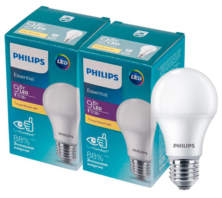 Светодиодная лампа Philips Essential LED Bulb 9W E27 3000K ...