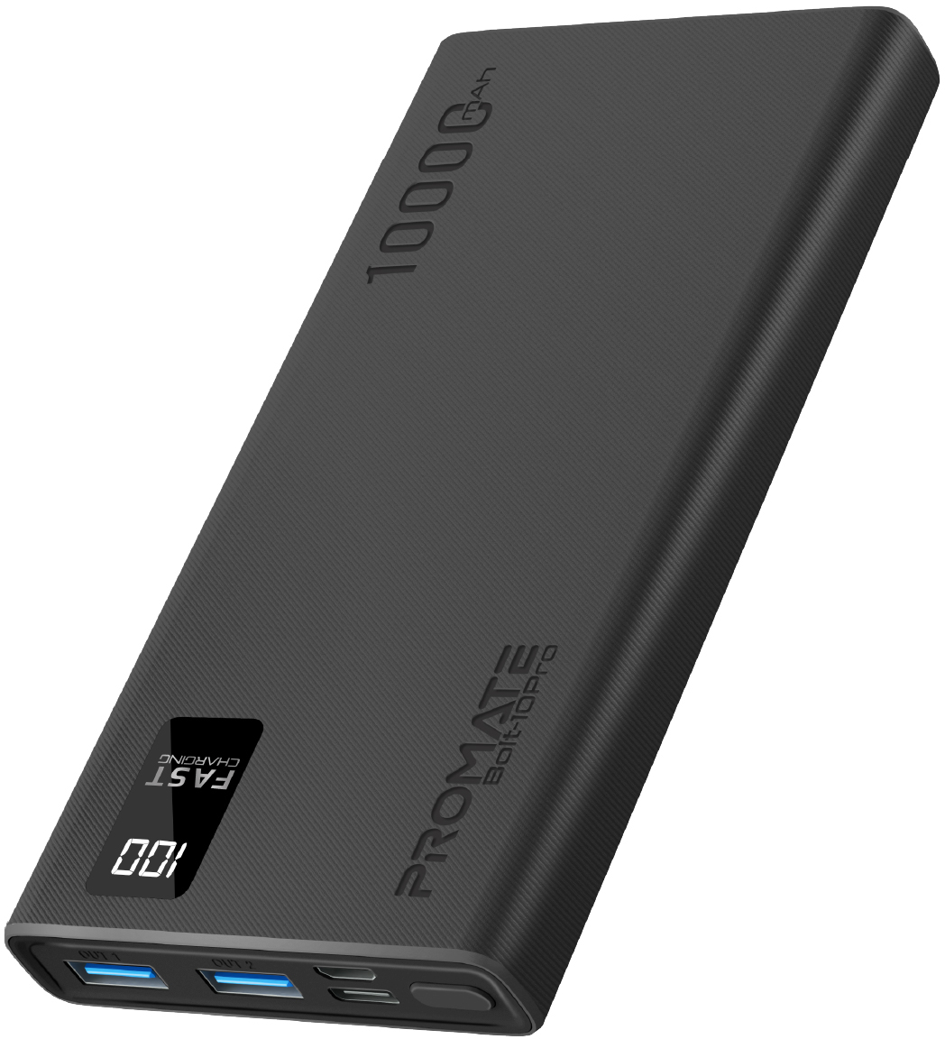 УМБ Promate Bolt-10Pro 10000 mAh 2xUSB-A USB-C Black (bolt-10pro.black ...