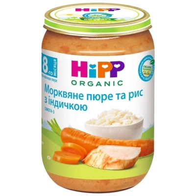 Детское пюре HiPP Organic Морковь с рисом и индейкой, 220 г ...