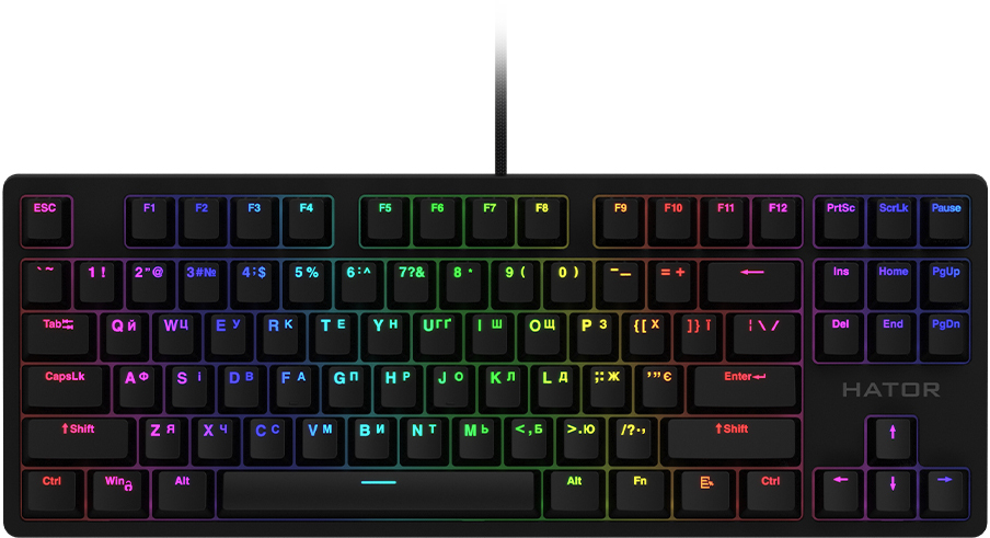 Клавиатура проводная Hator Rockfall TKL Mecha Pink USB Black (HTK-621 ...