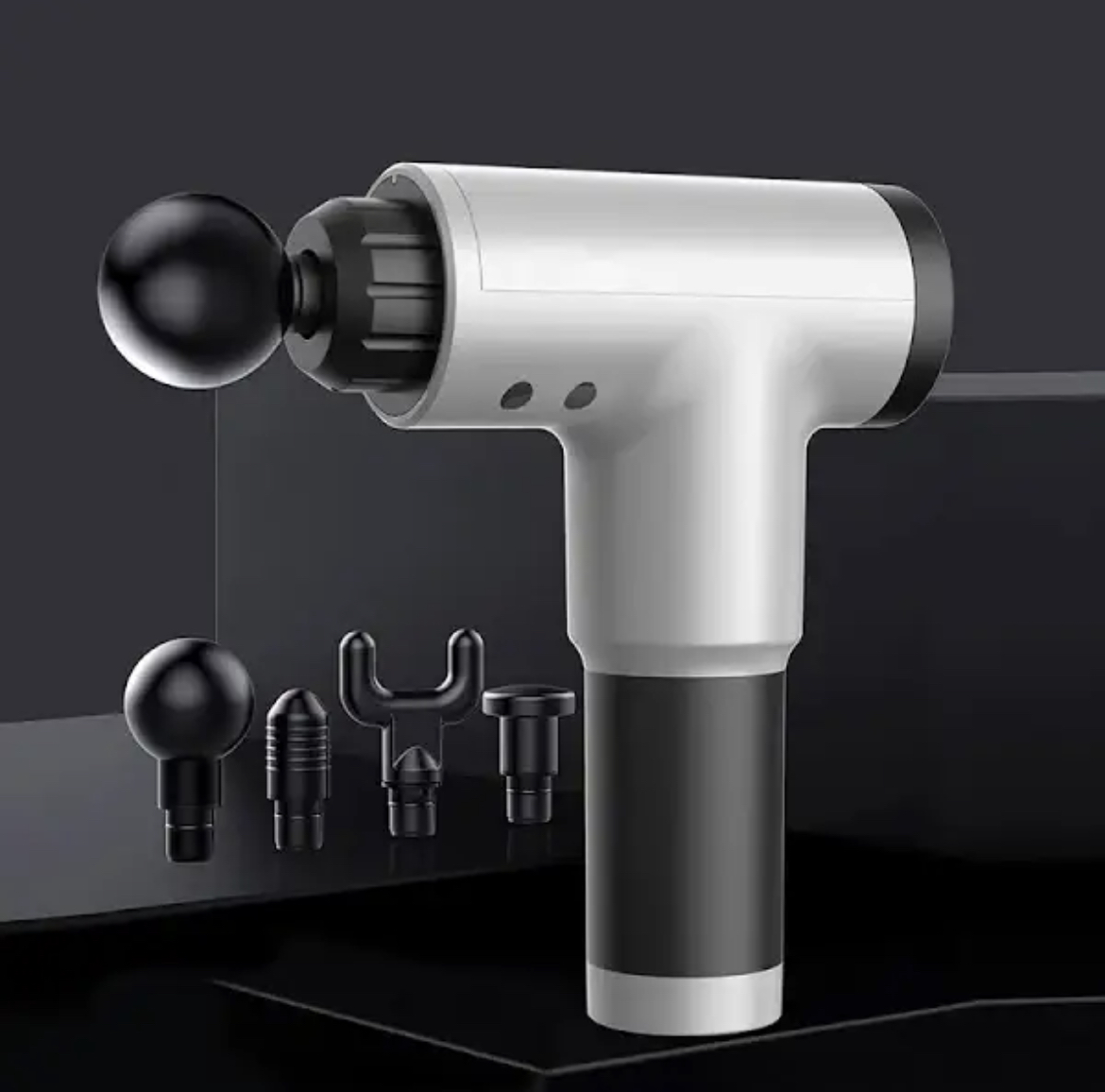 Масажер портативний ручний м'язовий для тіла Fascial Gun з 4 насадками ...