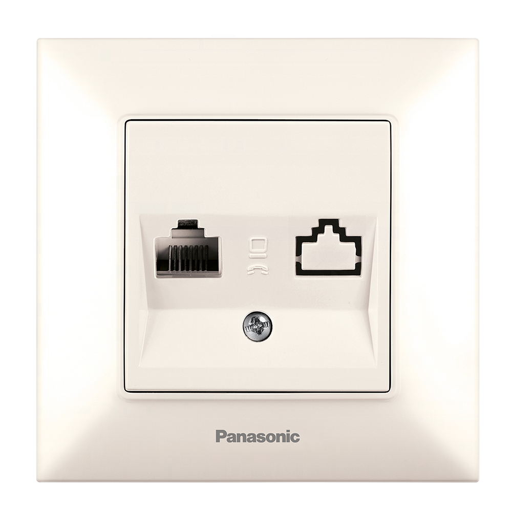 Розетка Panasonic Arkedia Slim компьютерная RJ45 CAT5e, кремовая ...