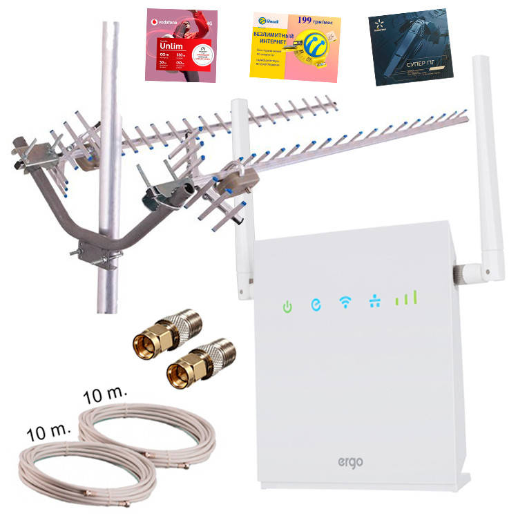 Мощный 4G WI-FI комплект "Интернет СИЛА" (роутер ERGO R0516, МОЩНАЯ ...