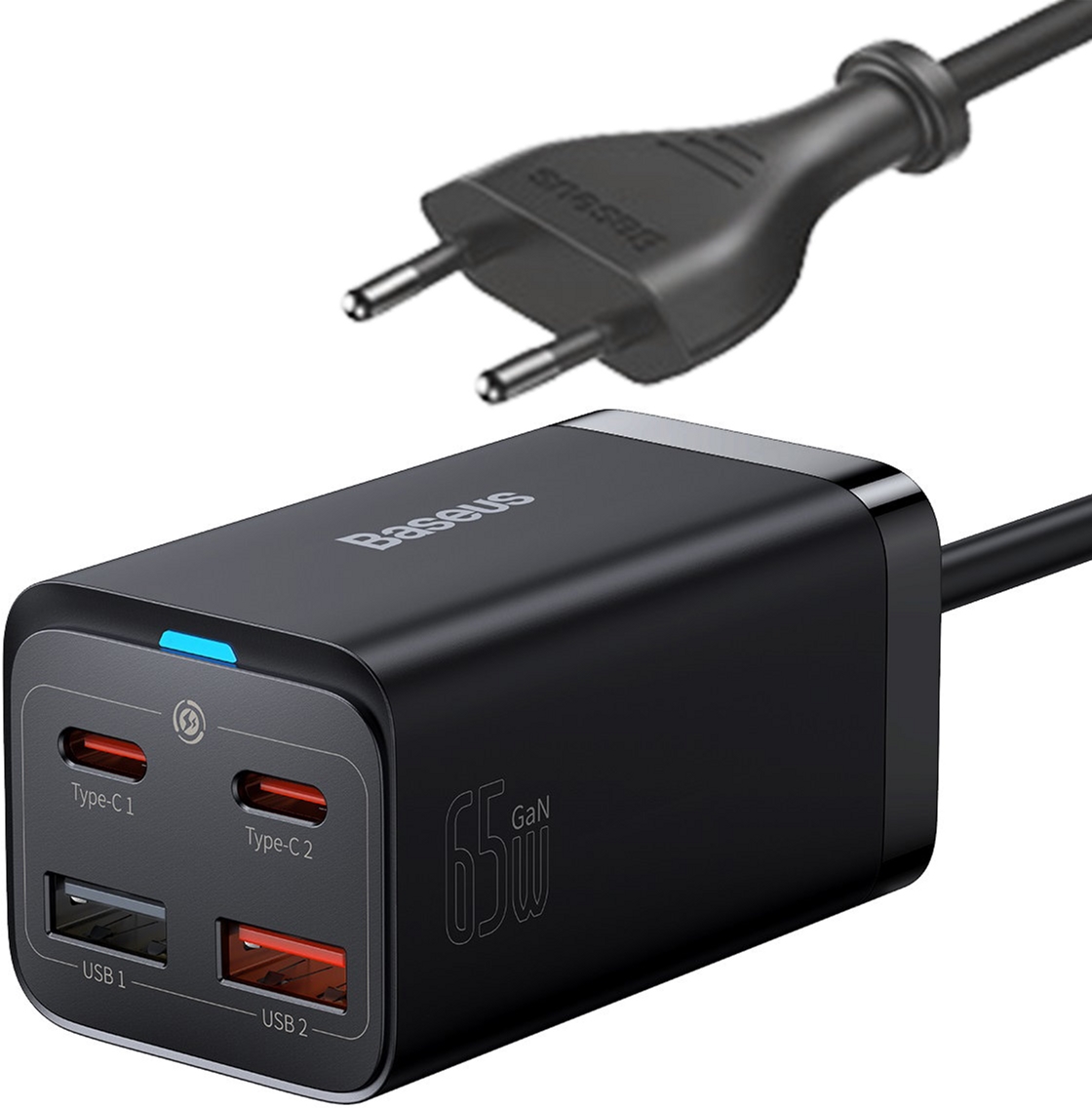 Мережевий зарядний пристрій Baseus GaN3 Pro Desktop Fast Charger QC4.0+PD3.0 65W 2 USB + 2 Type ...
