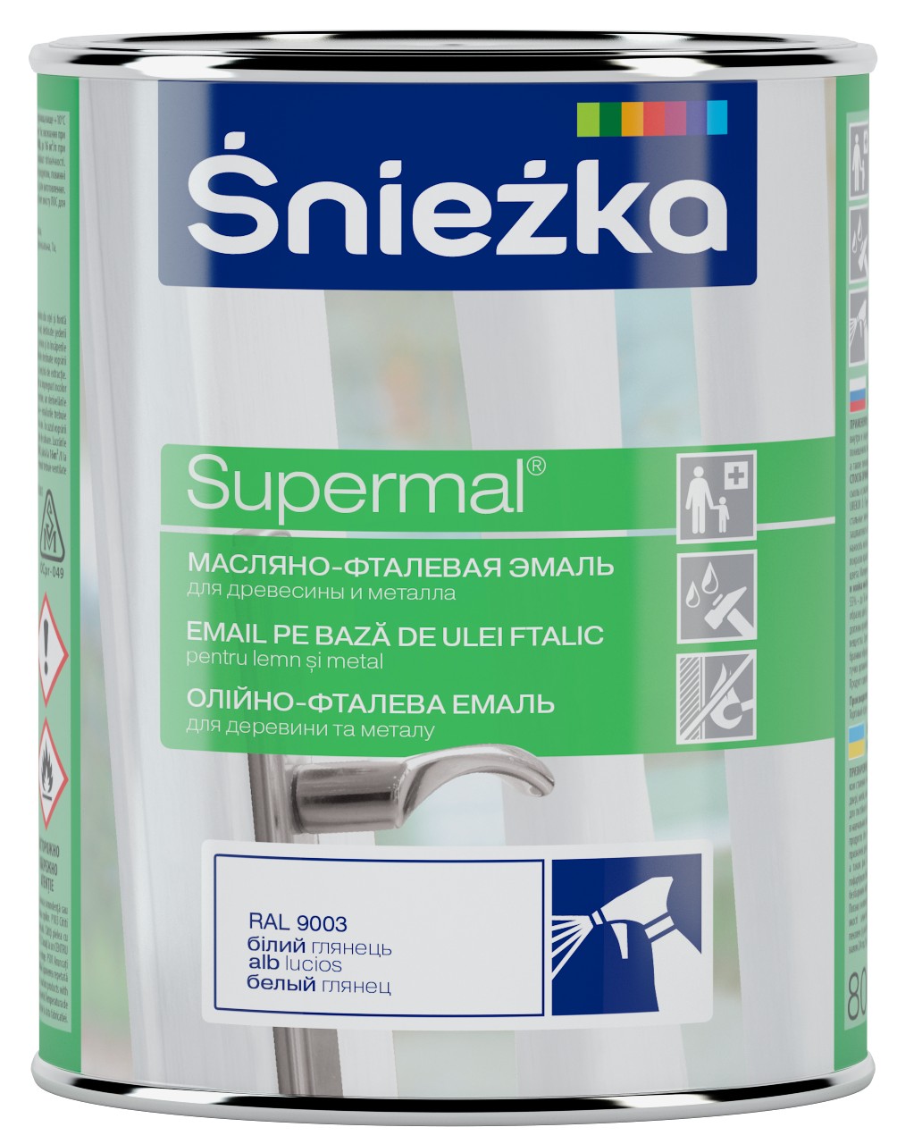 Эмаль для дерева и металла Sniezka SUPERMAL Масляно-фталевая 0,8 л RALL ...
