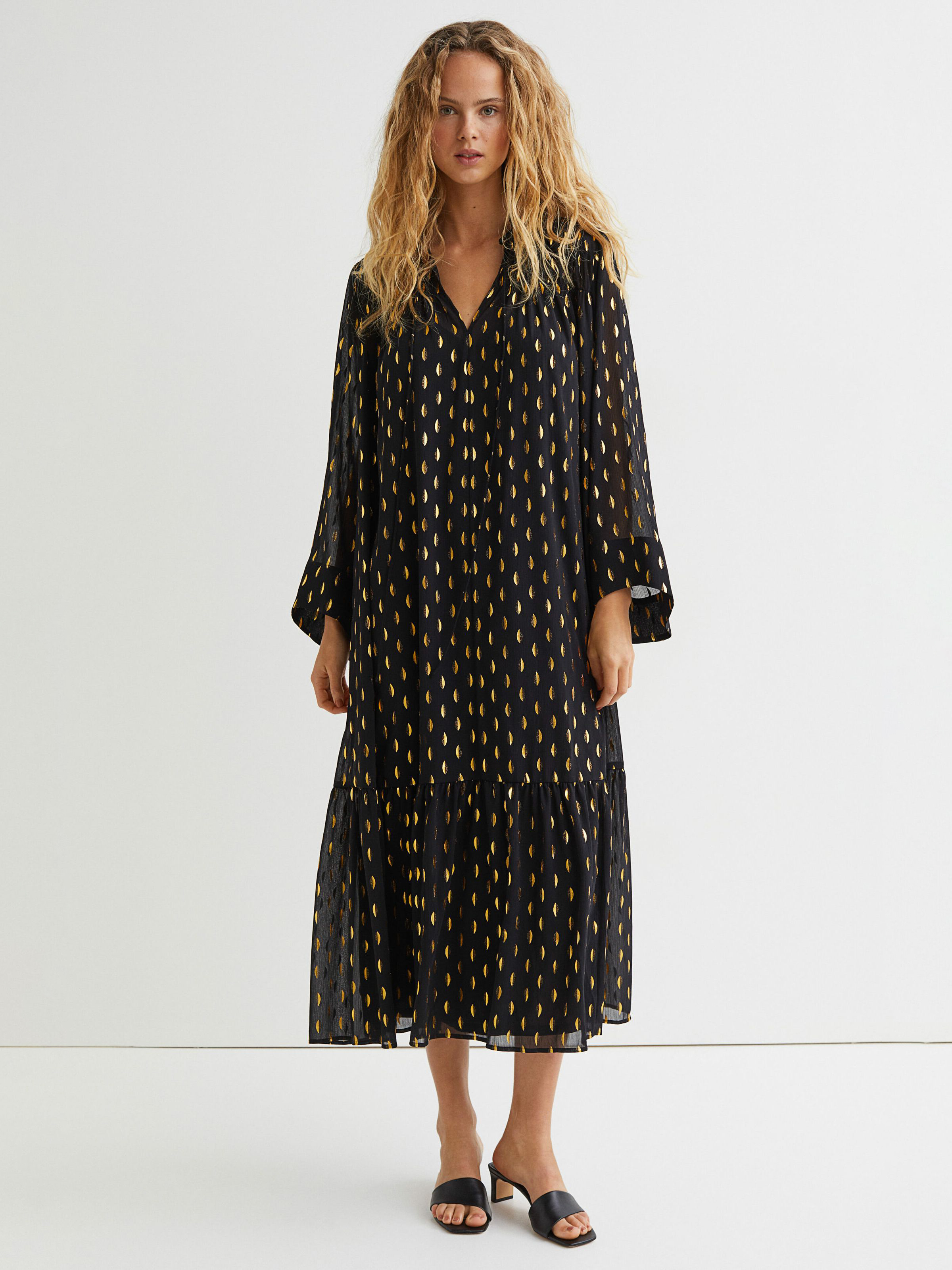 Платье H&M 061019417 M Черное с золотистым (6666000223210) – низкие ...