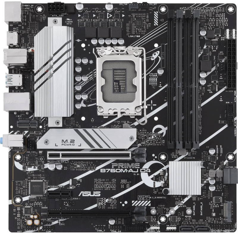 Материнська плата Asus PRIME B760M-AJ D4 (s1700, Intel B760, PCI-Ex16 ...