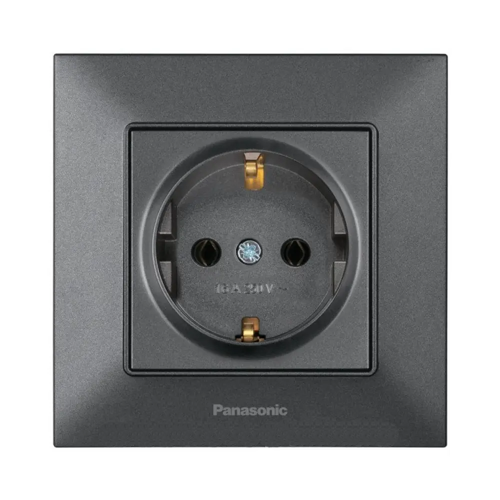 Розетка одинарна із заземленням Panasonic Arkedia Slim димчаста – фото, відгуки, характеристики ...