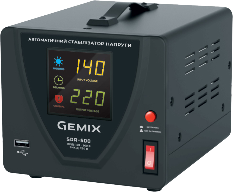 Стабилизатор напряжения Gemix SDR-500 (SDR500.350W) – фото, отзывы ...