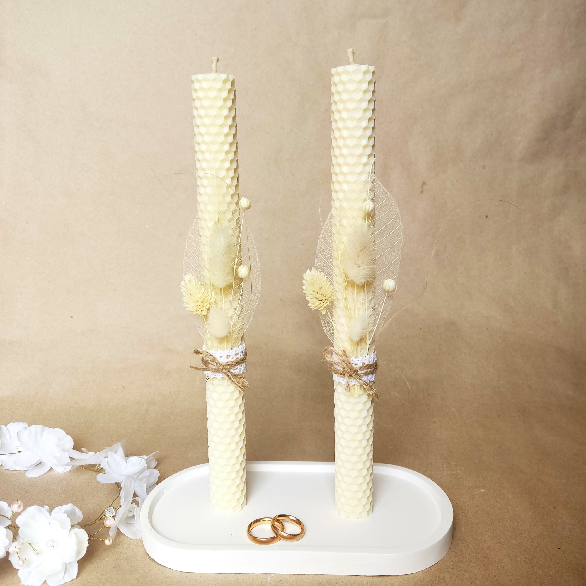 Вінчальні свічки Bbee Candles з натуральної вощини низькі ціни кредит оплата частинами в