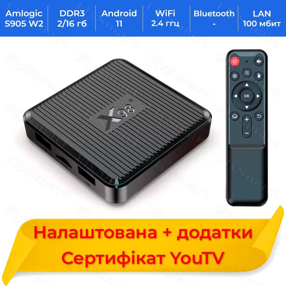 Смарт тв приставка X98Q 2/16 + Налаштування та сертифікат YouTV у ...