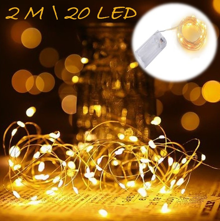 Гірлянда на батарейках крапля роси мідний провід 2 метри 20 LED Dew ...