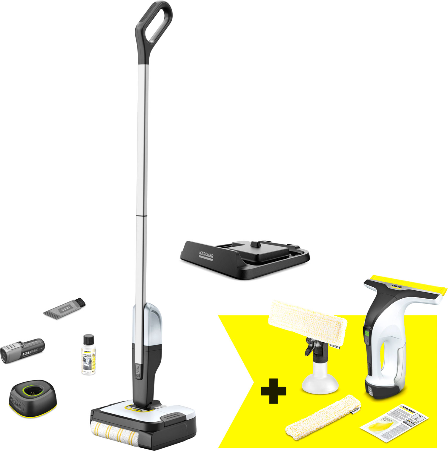 Поломойная машина Karcher FC 2-4 BATTERY SET (1.056-200.0) + оконный пылесос Karcher WV 4-4 ...