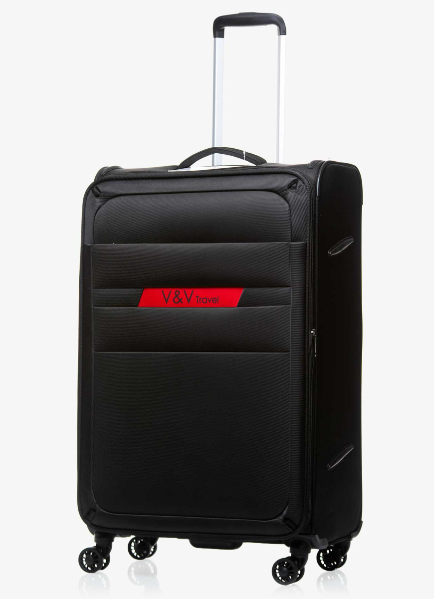 Большой дорожный чемодан полиэстер V&V Travel черный H8022 black (L ...