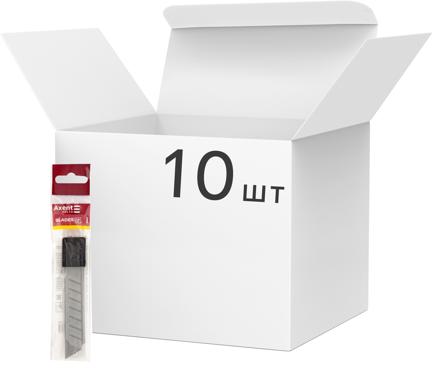 Упаковка лезвий для канцелярских ножей Delta by Axent 18 мм сталь 10 пачек по 10 шт (D6524-P ...