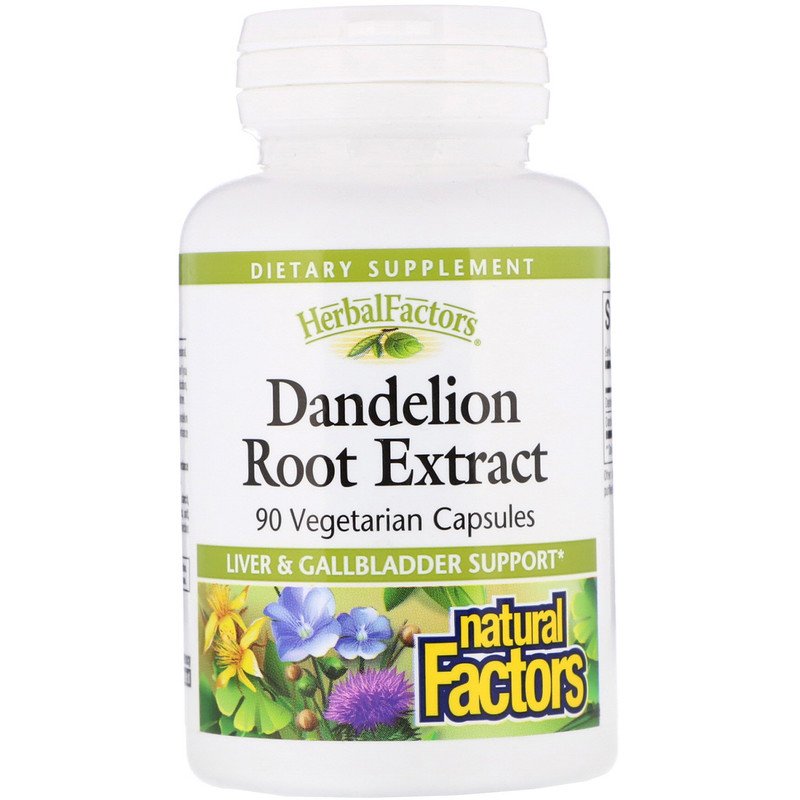 Корень одуванчика, Dandelion Root Extract, Natural Factors, 90 капсул ...