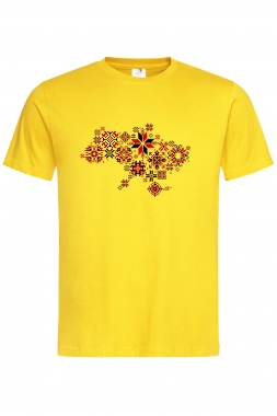 Футболка с принтом вышитой карты Украины L Желтый от продавца: Tshirt ...
