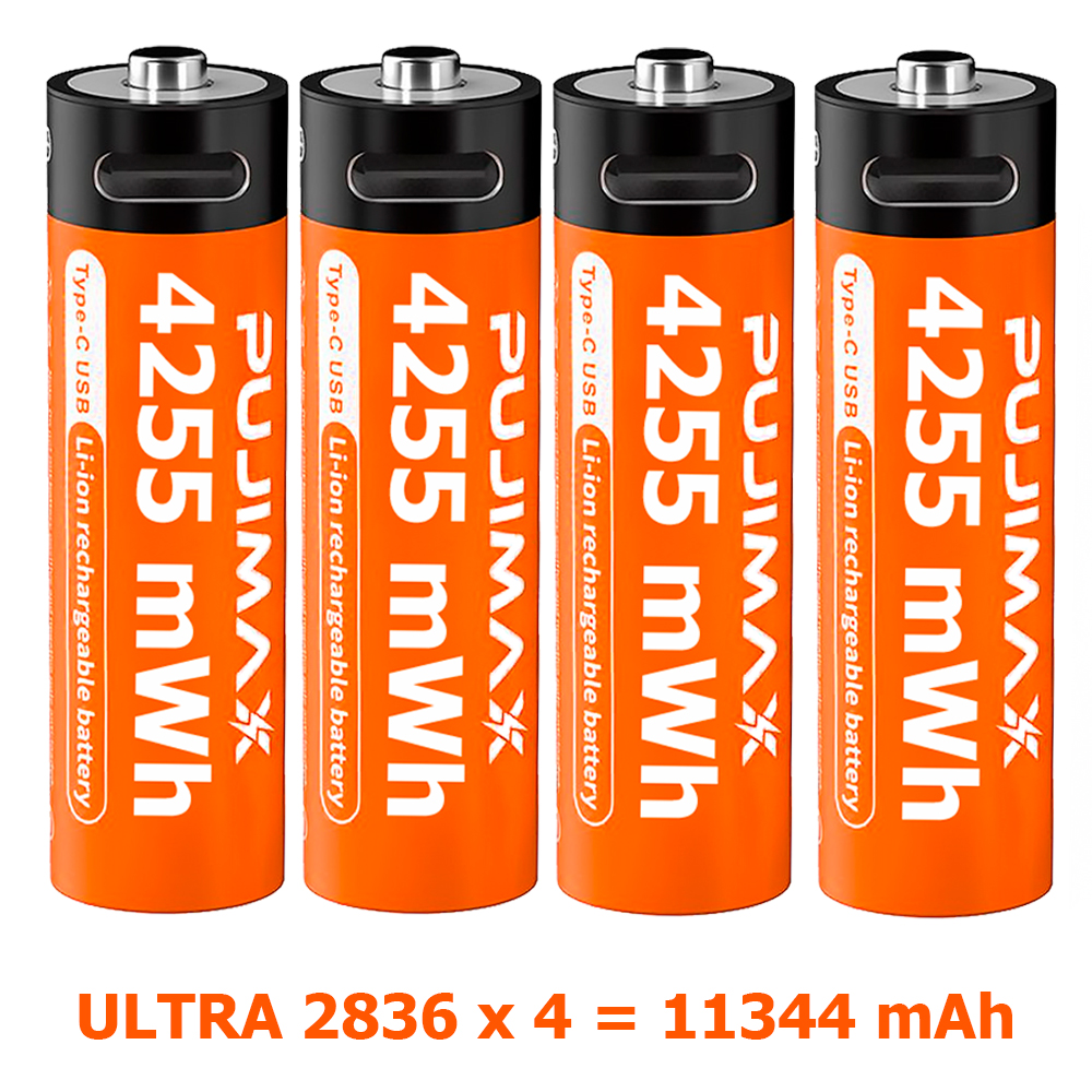 4 шт Li-Ion 1.5V AA аккумулятор 4255mWh (2600 mAh) PUJIMAX EXTRIME USB ...