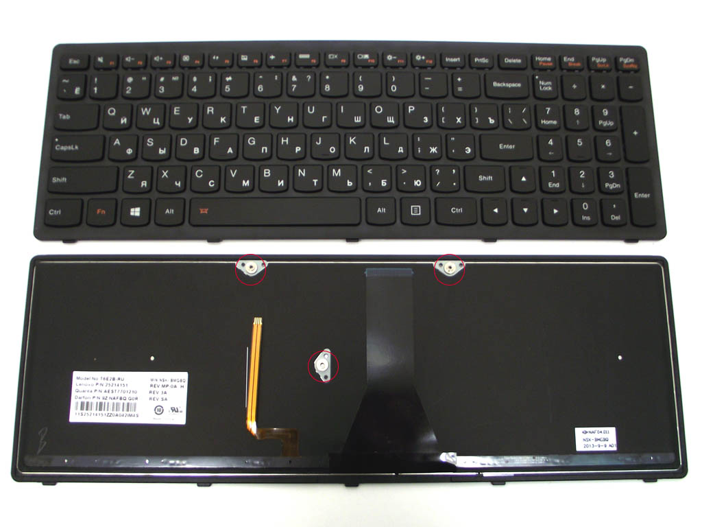 Клавиатура для LENOVO IdeaPad G500s, G505s, S500, S510p, Z510 (Узкий ...