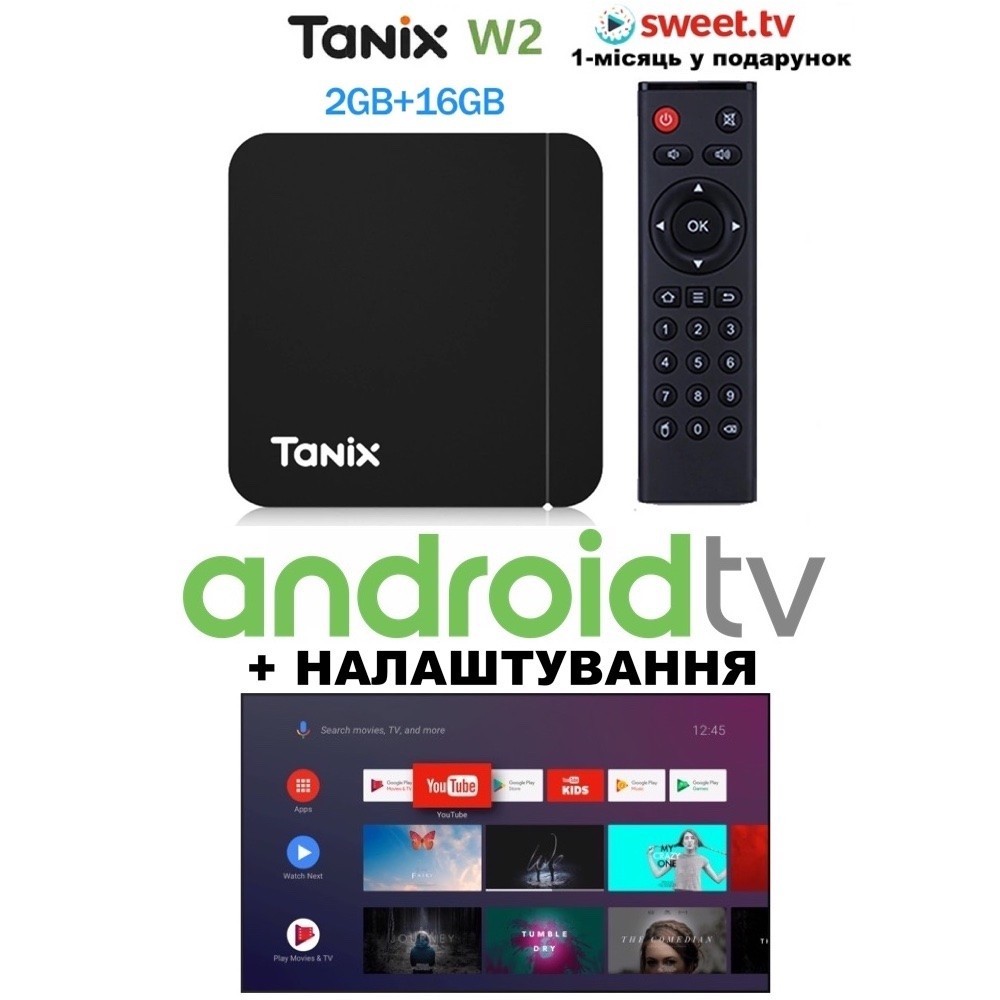 Налаштована Смарт ТВ Приставка Tanix W2 2/16GB ANDROID TV 11.0 (ATV ...