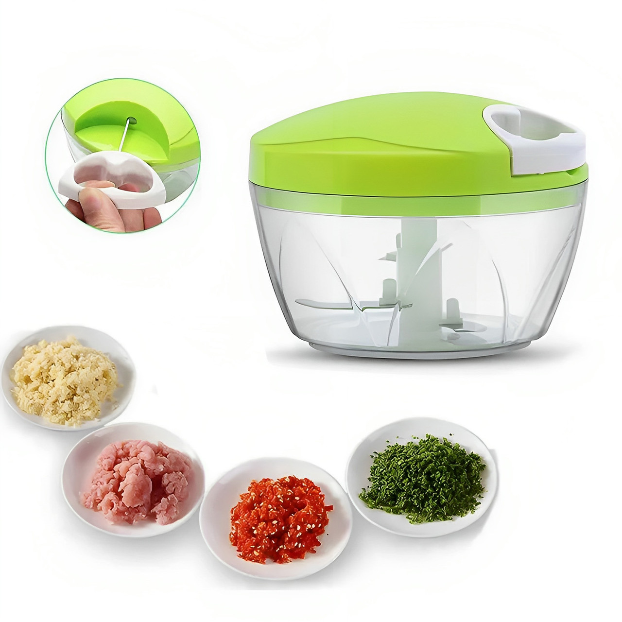 Универсальная ручная овощерезка измельчитель с поддоном Easy Spin ...