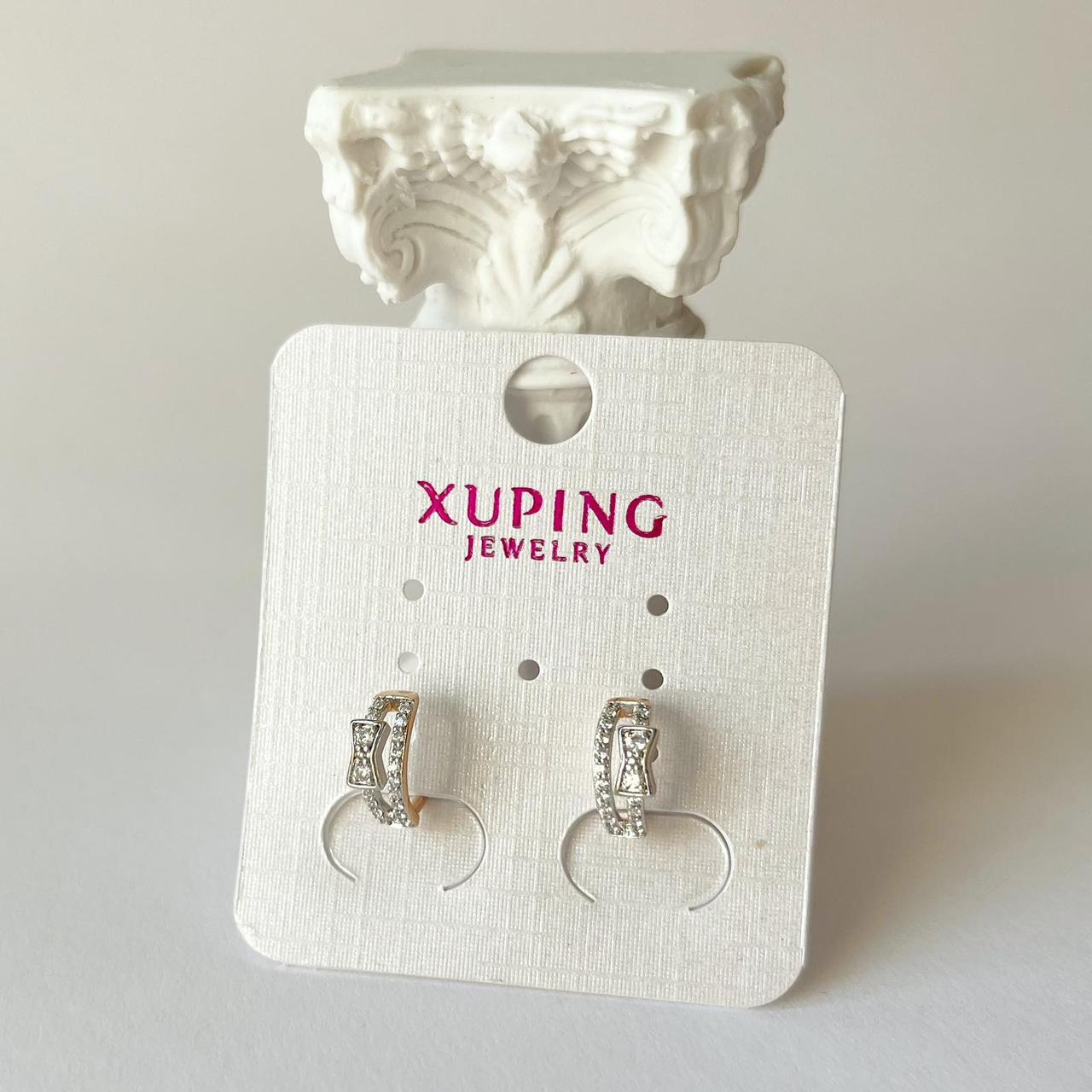 Серьги позолота Xuping Каффы бантик с камнями Золото 11 мм S15039 от ...