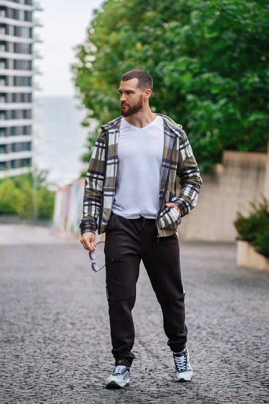 Спортивный костюм мужской флисовый клетчатый кофта + штаны G&M k-102467 ...