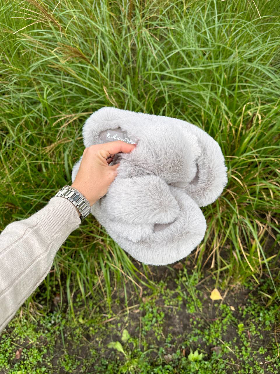 Дуже пухнасті теплі жіночі хутряні кімнатні капці Pinterest Motivo сірі 39 розмір от продавца