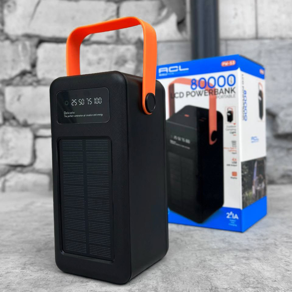 Мощный Power Bank ACL PW53 80000mAh со встроенным Фонариком и Солнечной ...