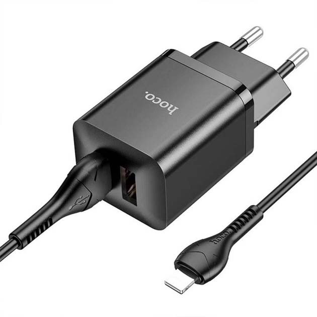 Зарядне мережеве Hoco N25 2USB 2,1A + USB - Lightning для Iphone Чорний ...