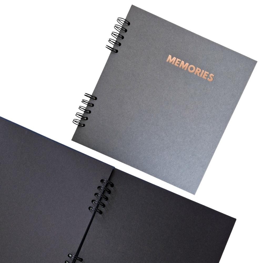 Альбом Memories Серый для фото с черными страницами на пружине 23x25 см ...
