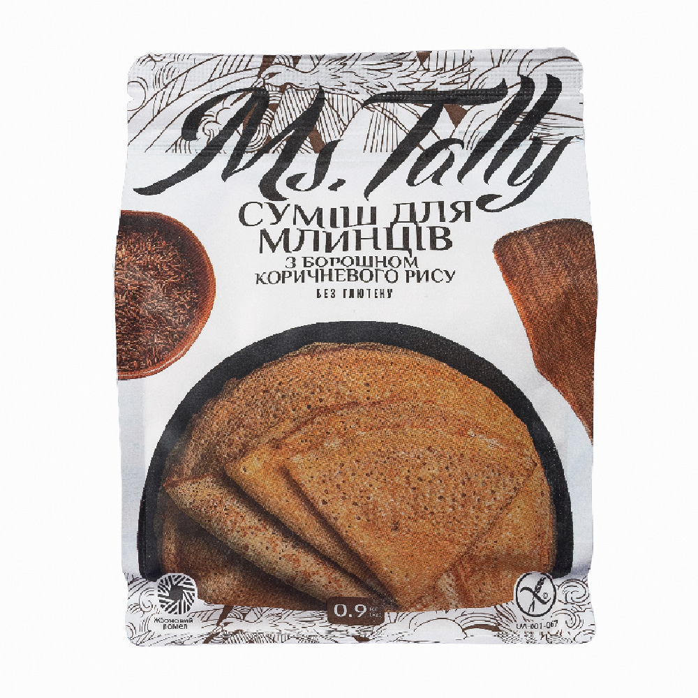 Смесь для блинов с мукой коричневого риса без глютена “Ms. Tally” 0.9 ...