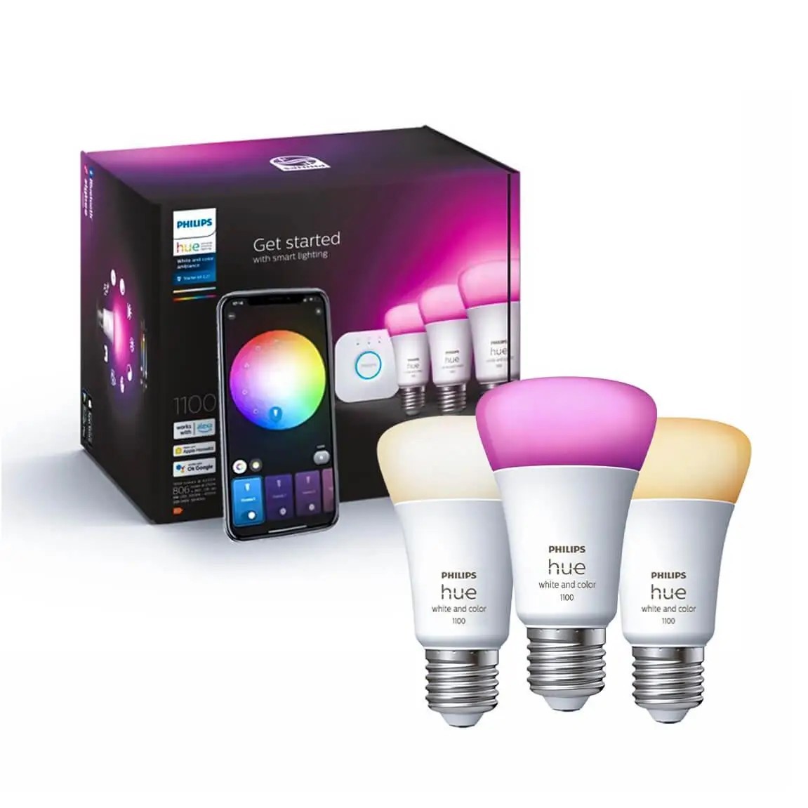 Стартовый комплект Philips Hue E27 White and Color Ambiance 1100лм 75Вт ...