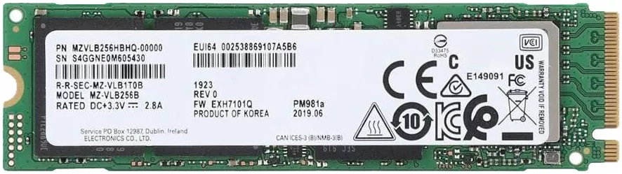 Накопитель SSD 256GB Samsung PM981a M.2 2280 PCIe 3.0 x4 3D NAND TLC (MZ-VLB256B_OEM) – фото ...