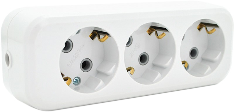 Колодка для удлинителя Voltronic 3 гнезда с заземлением 16A 250V Q83 ...